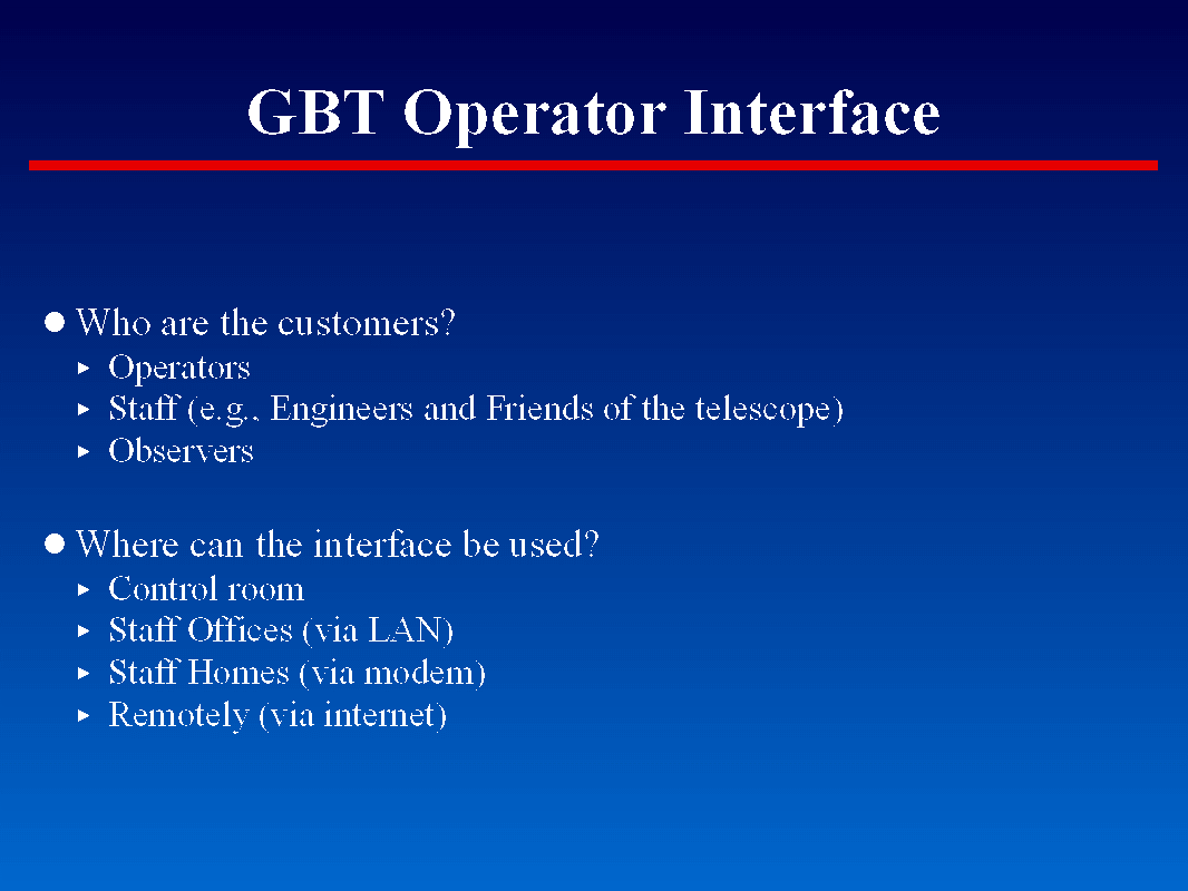 GBT Operator Interface