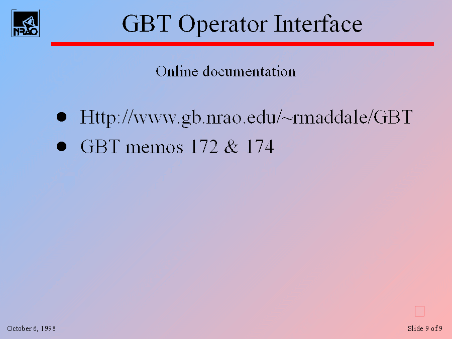 GBT Operator Interface